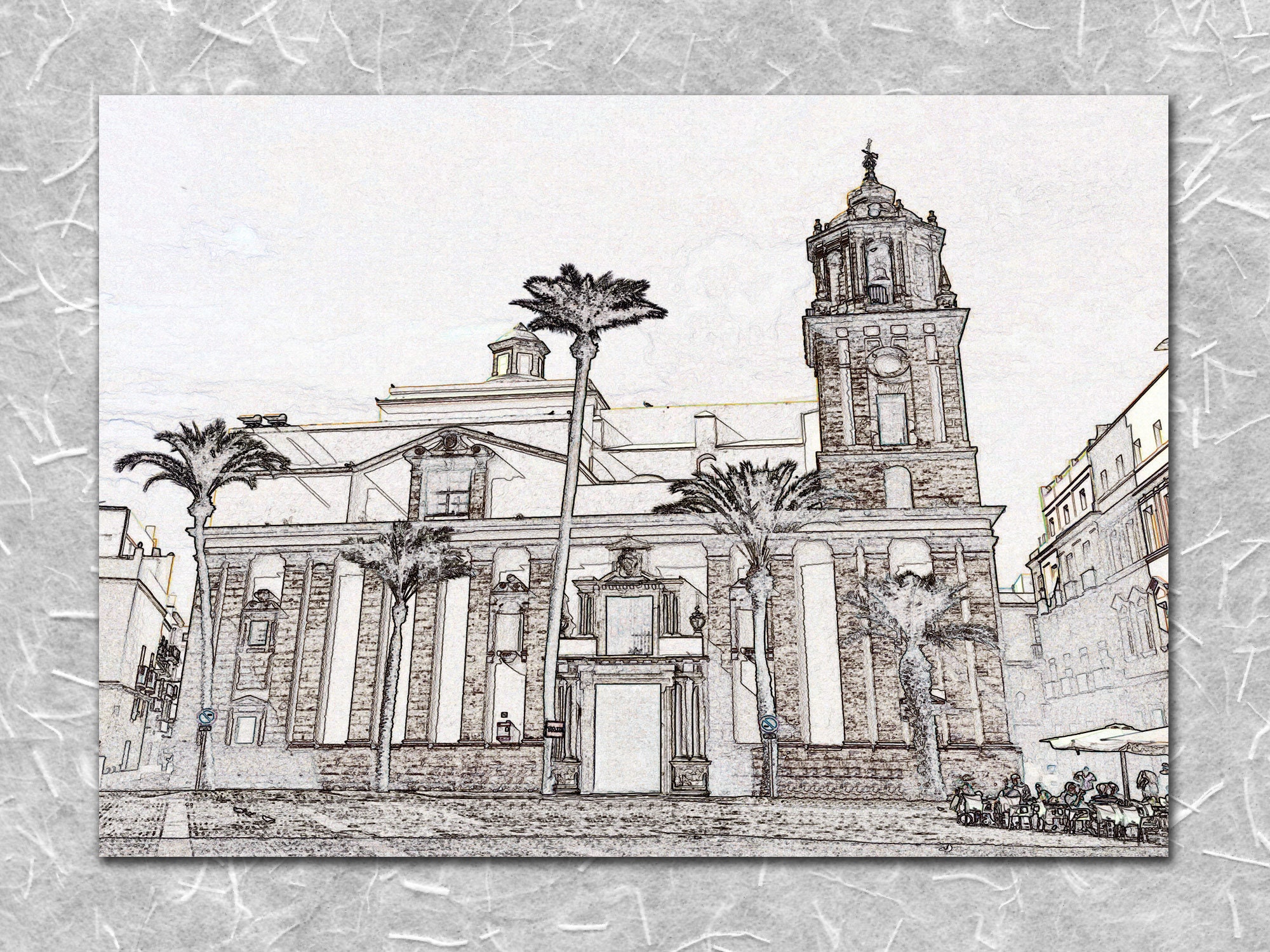 Plaza De La Catedral Cadiz - Sketch - Etsy