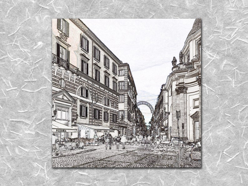 Piazza Del Popolo 5, Rome Sketch - Etsy