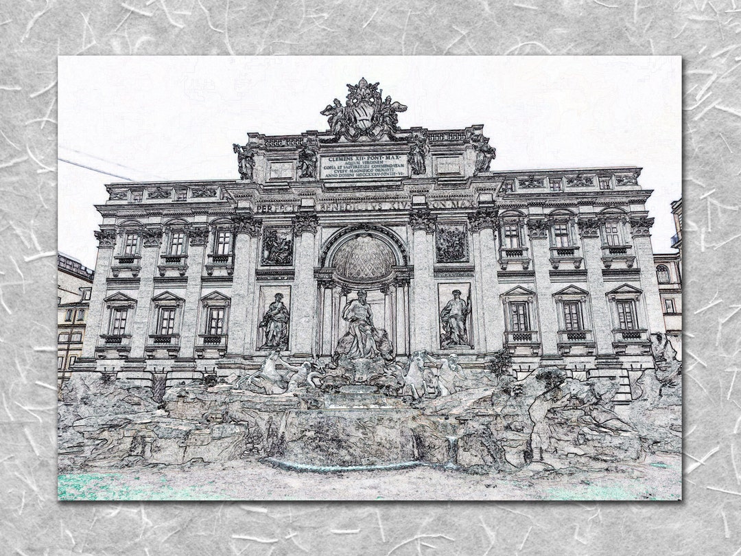 Trevi Fountain, Rome - Sketch - Etsy