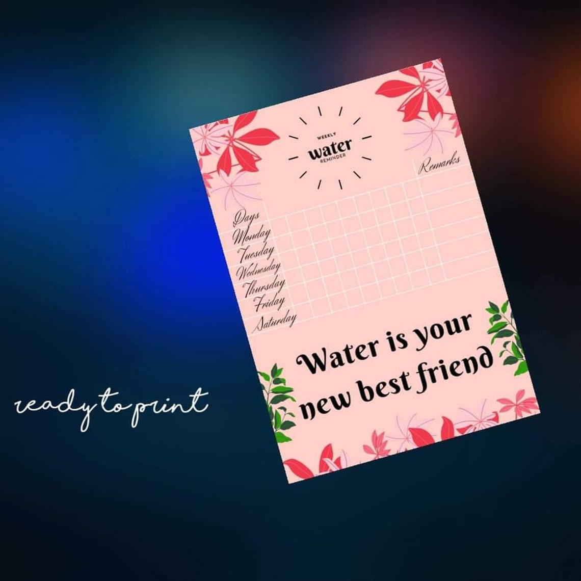 Weekly drinking water reminder hydration reminder water | Etsy