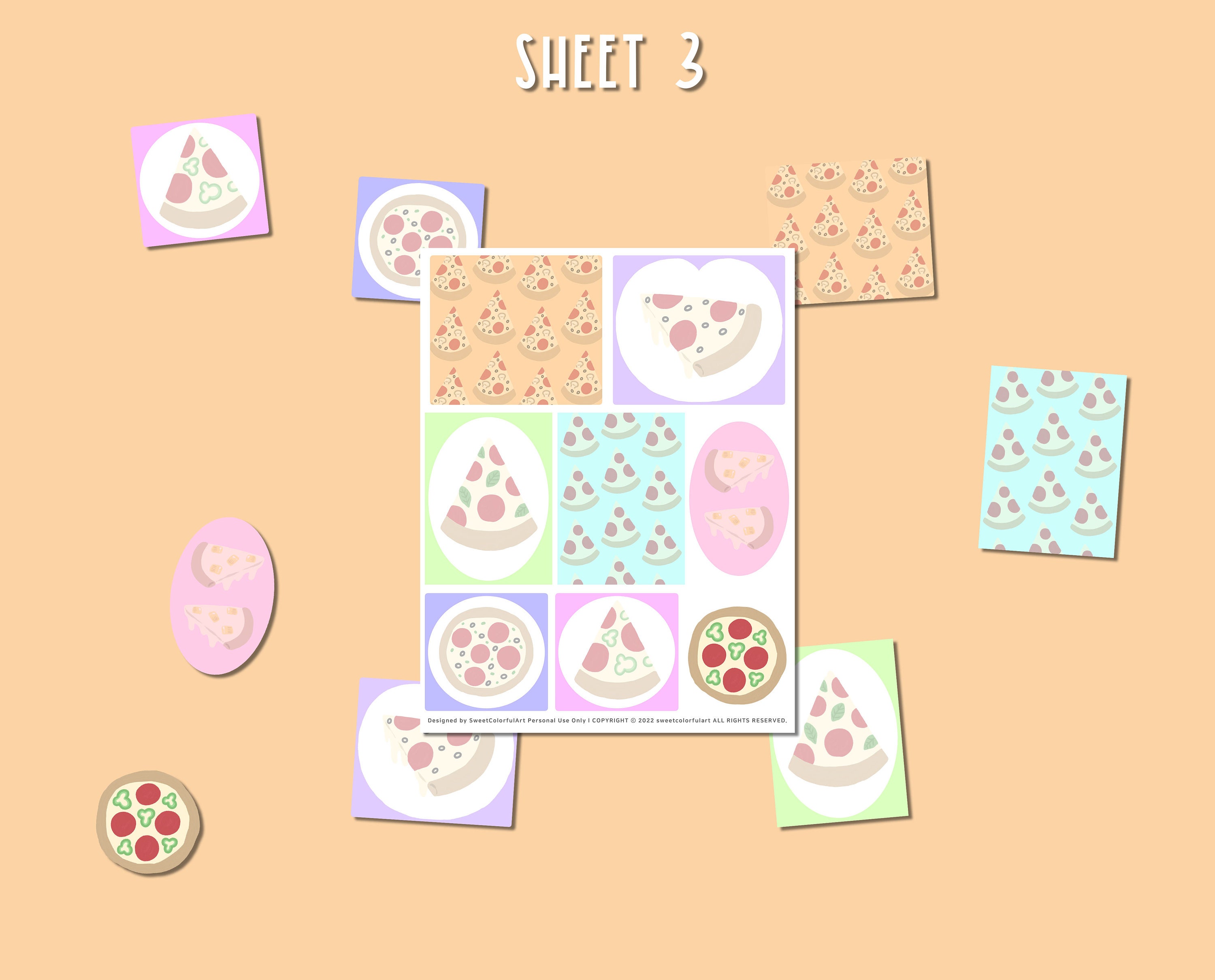 42 Cute Pizza Digital Sticker Pack, Pizza Printable Stickers, Goodnotes ...