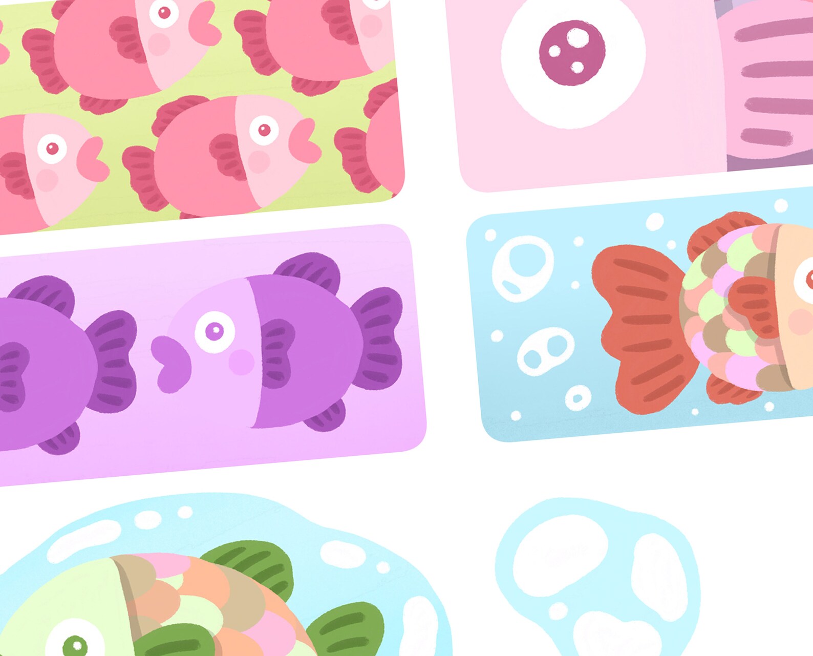 44 Cute Fish Digital Sticker Pack Colorful Fish Printable - Etsy