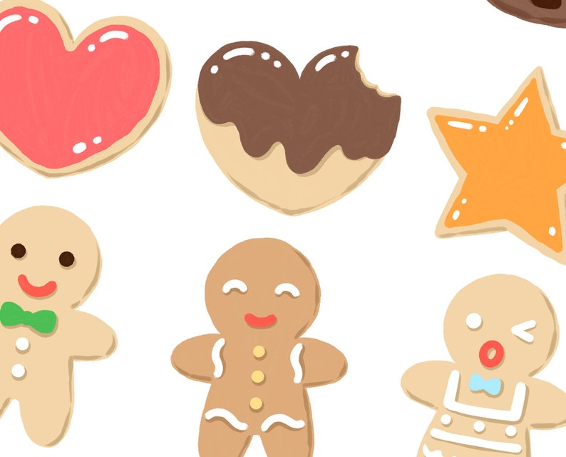 60 Cute Cookie Digital Sticker Pack Cookie Printable - Etsy