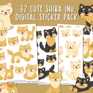 32 Cute Shiba Inu Digital Sticker Pack Printable Stickers - Etsy