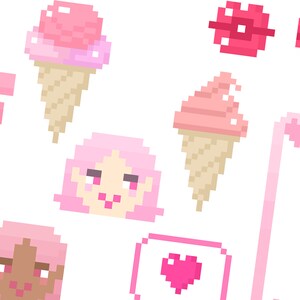 61 Pink Pixel Art Digital Sticker Pack, Cute Pixel Art Sticker Pack ...