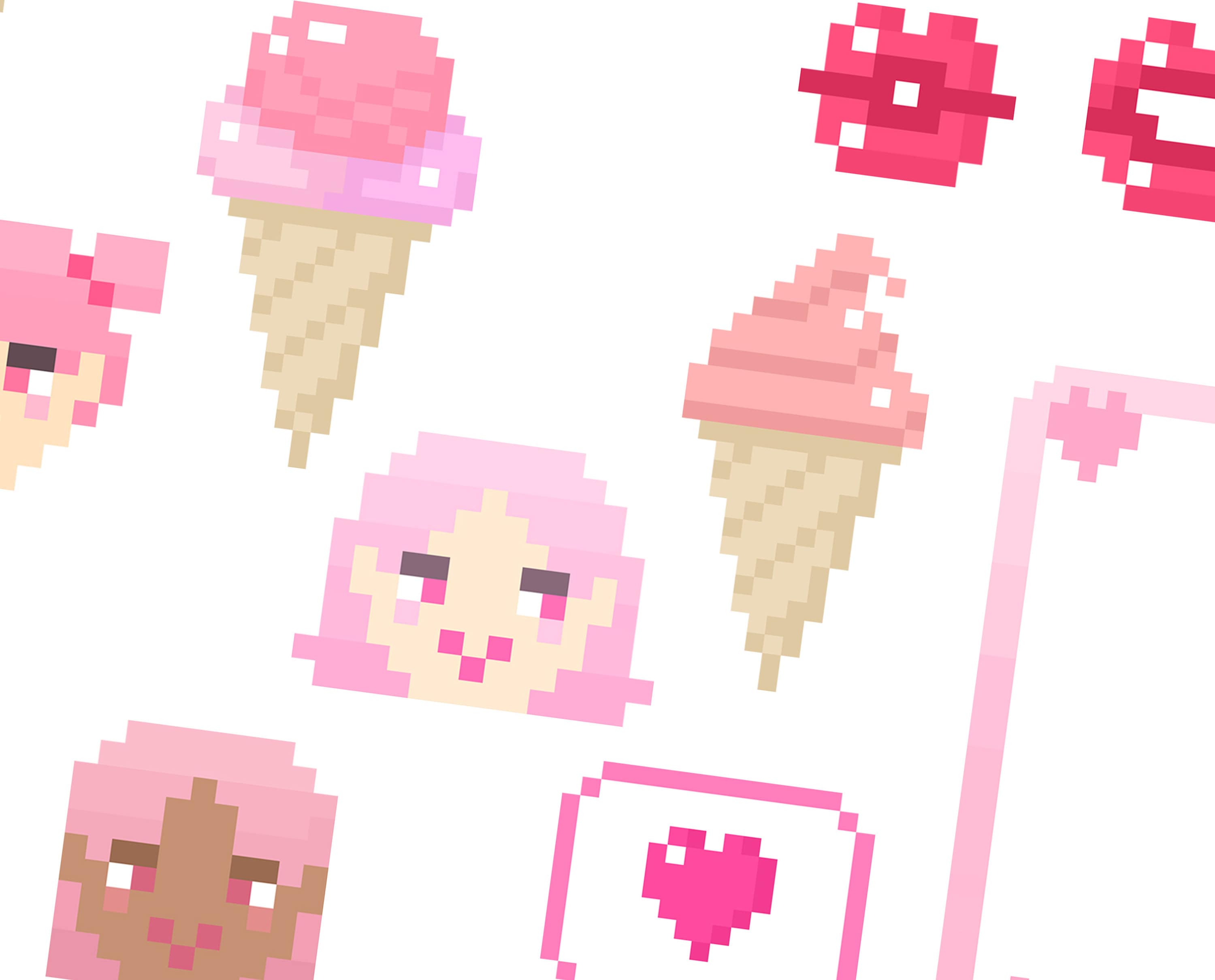 61 Pink Pixel Art Digital Sticker Pack Cute Pixel Art Sticker - Etsy