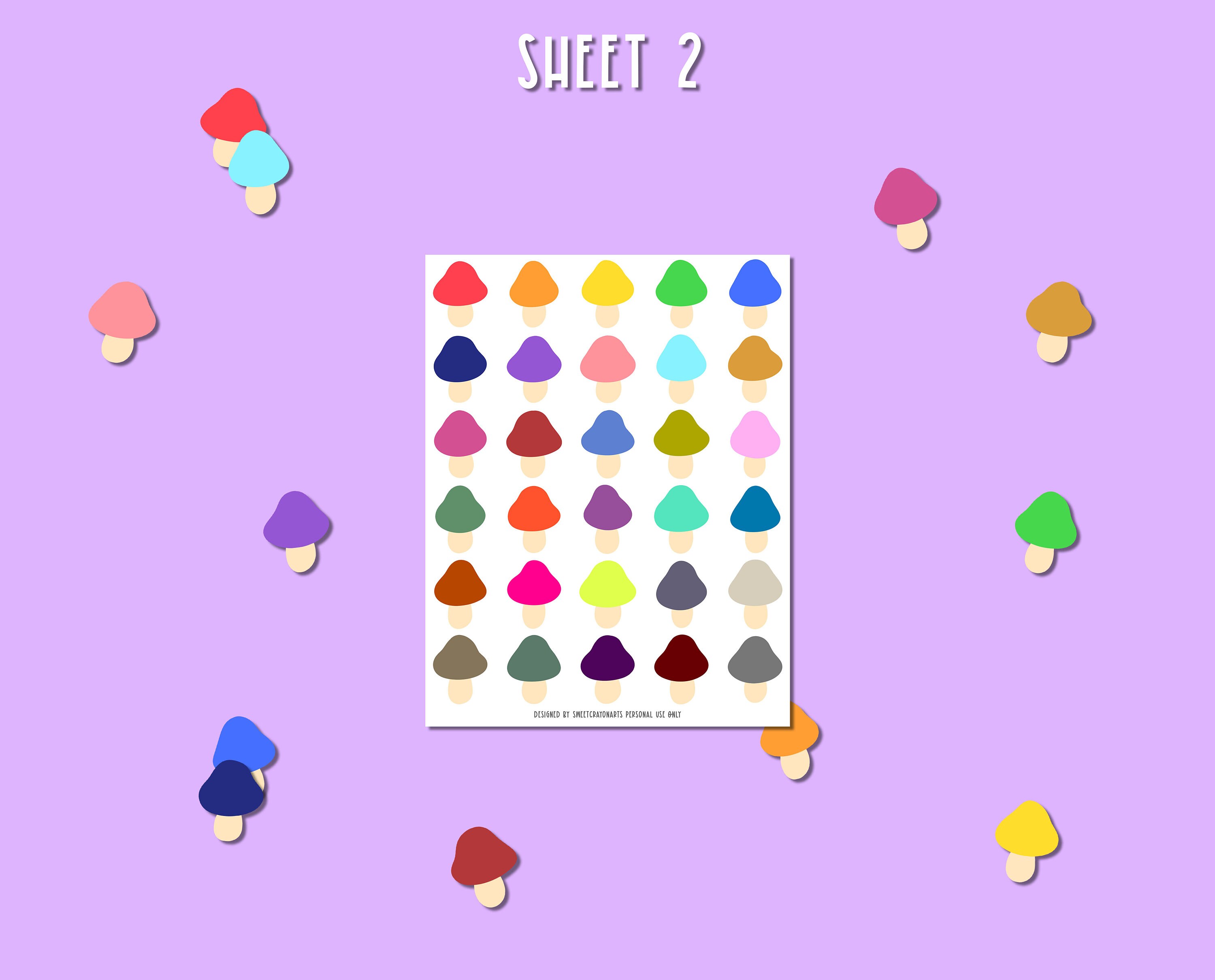 51 Cute Mushroom Digital Sticker Pack Colorful Mushroom - Etsy