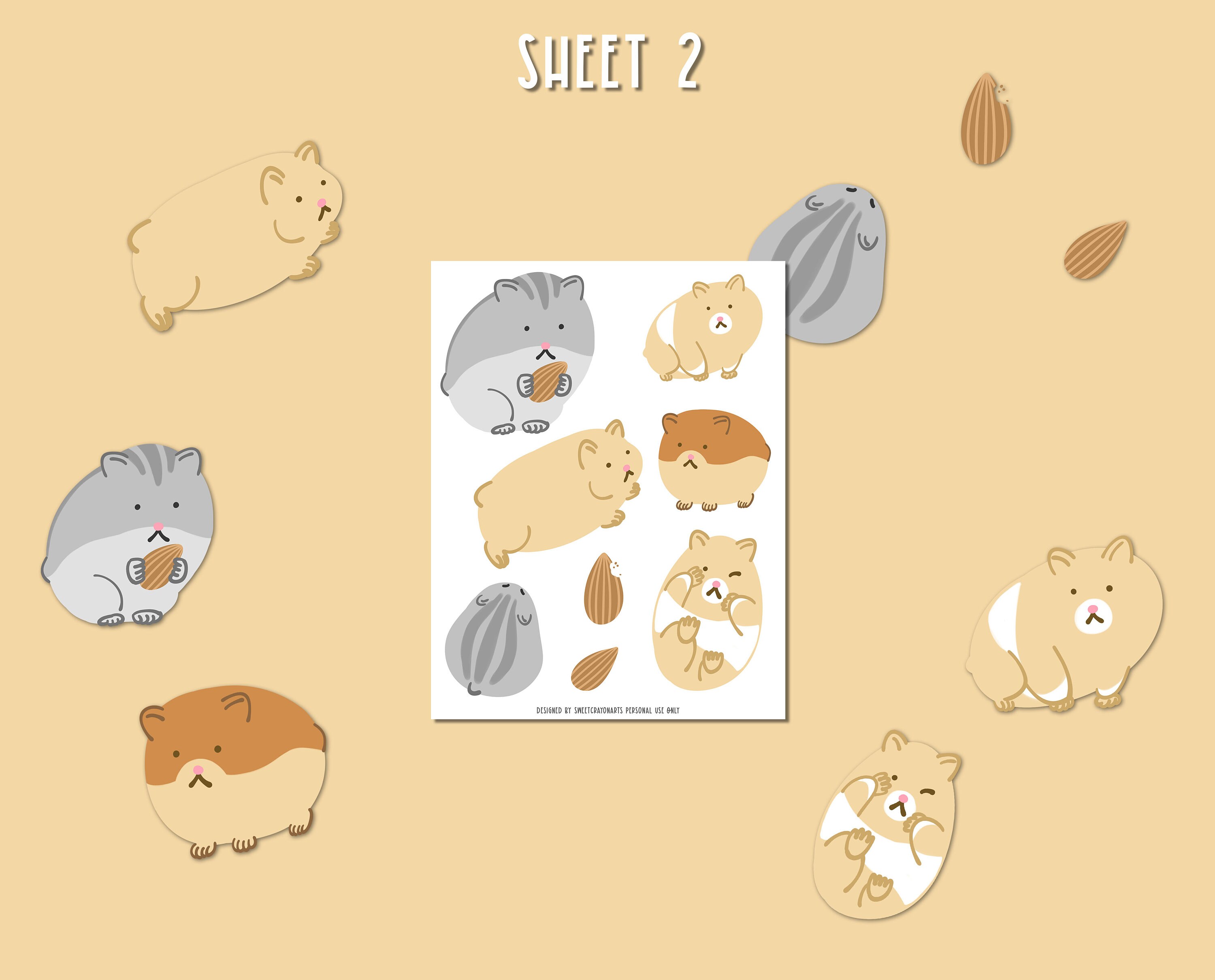 Cute Hamster Sticker Pack: Printable and Digital Bundle for Goodnotes ...