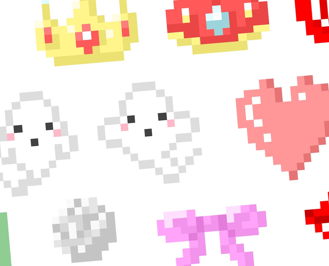 70 Cute Pixel Art Digital Sticker Pack Printable Pixel Art - Etsy