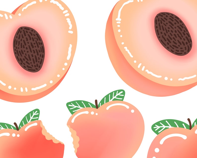 30 Cute Peach Digital Sticker Pack Printable Stickers - Etsy