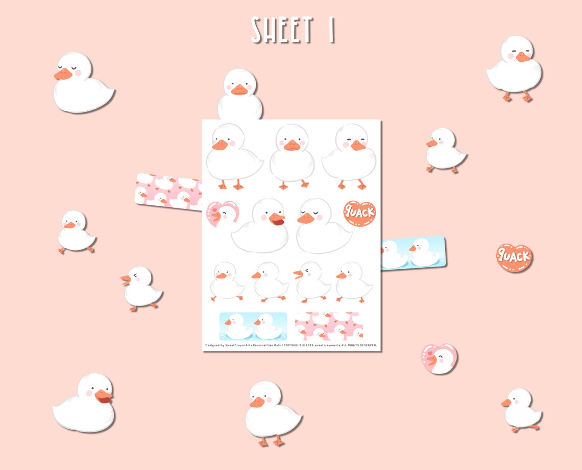 31 Cute Duck Digital Sticker Pack Cute Duck Printable - Etsy