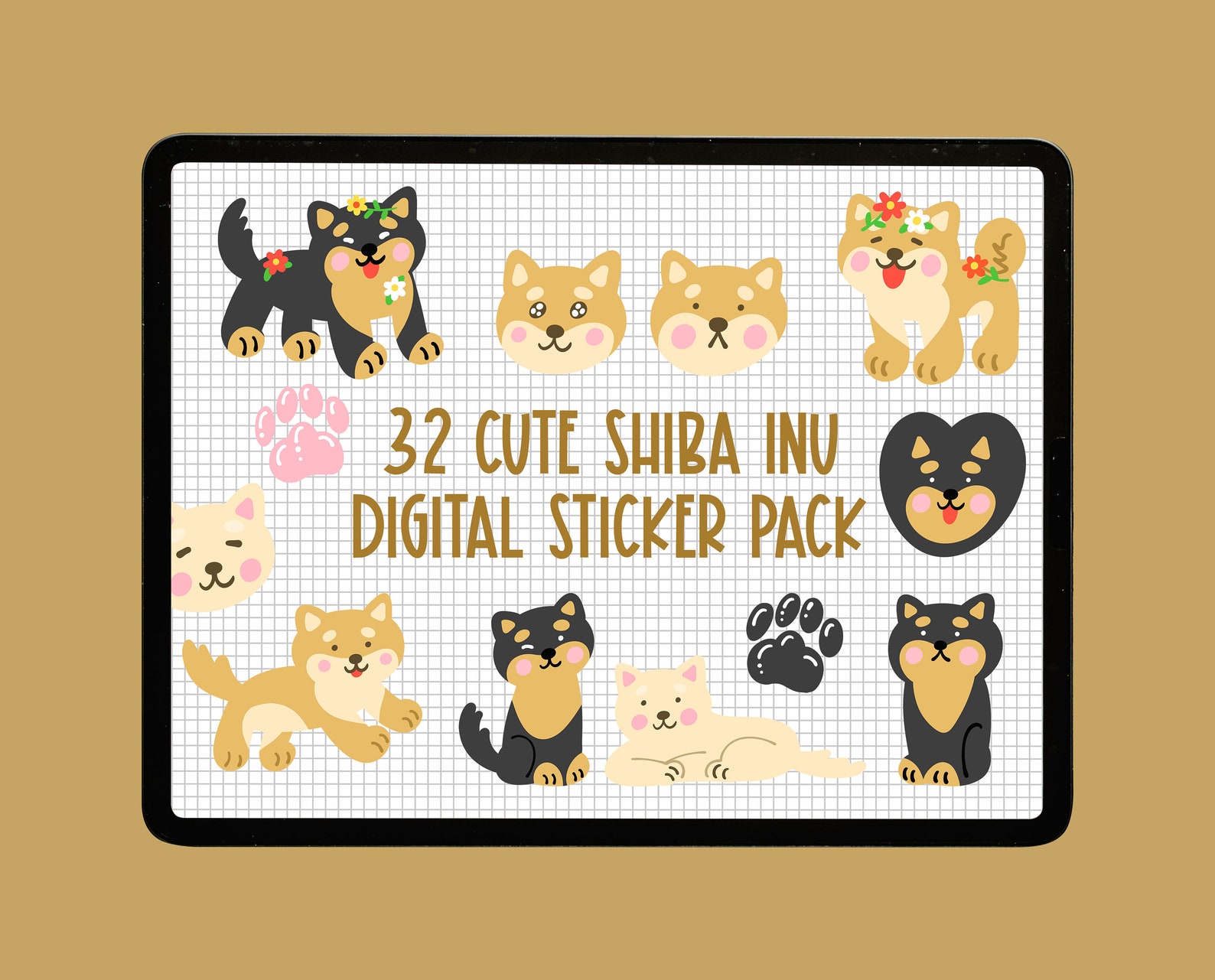 32 Cute Shiba Inu Digital Sticker Pack Printable Stickers - Etsy