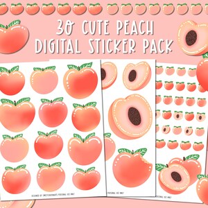 30 Cute Peach Digital Sticker Pack, Printable Stickers, Goodnotes ...