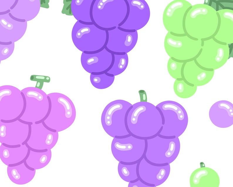 40 Cute Grape Digital Sticker Pack Cute Food Printable - Etsy