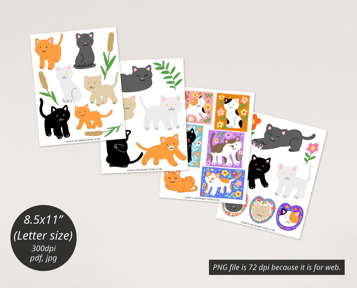 30 Cute Cat Sticker Pack Stickers for iPad Printable - Etsy