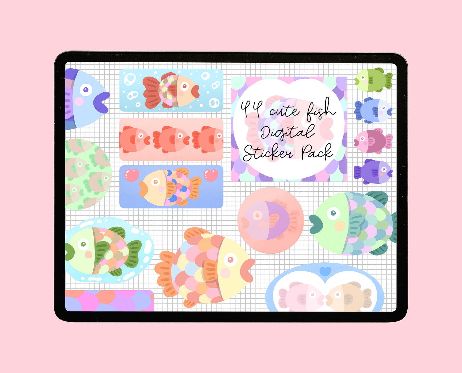 44 Cute Fish Digital Sticker Pack Colorful Fish Printable - Etsy