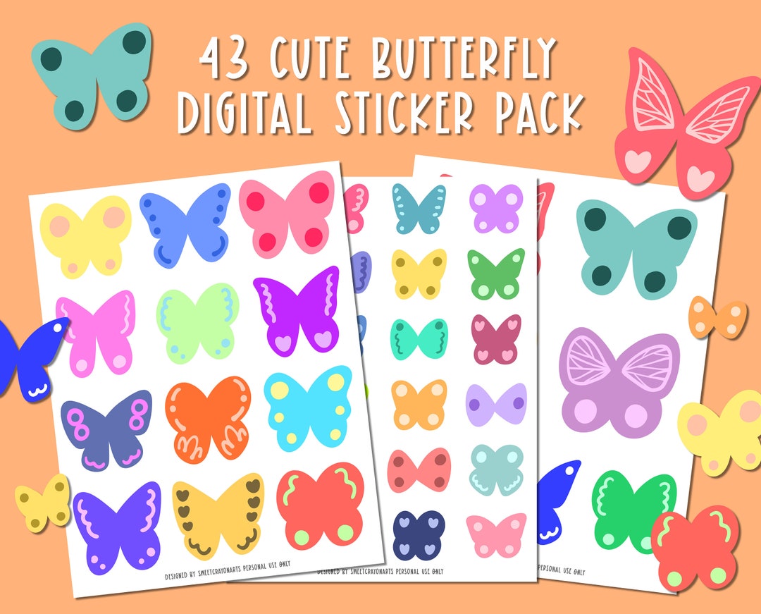 Butterfly Stickers: Goodnotes, Printable, Digital Download, Cute ...