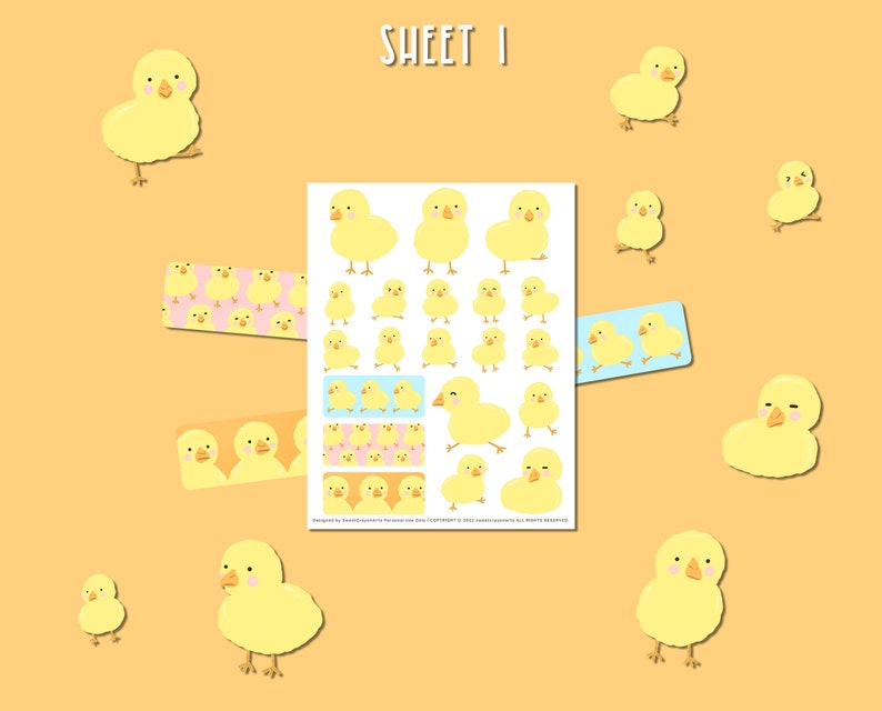 Cute Yellow Chick Designs Stickers: Goodnotes, Printables, Digital ...