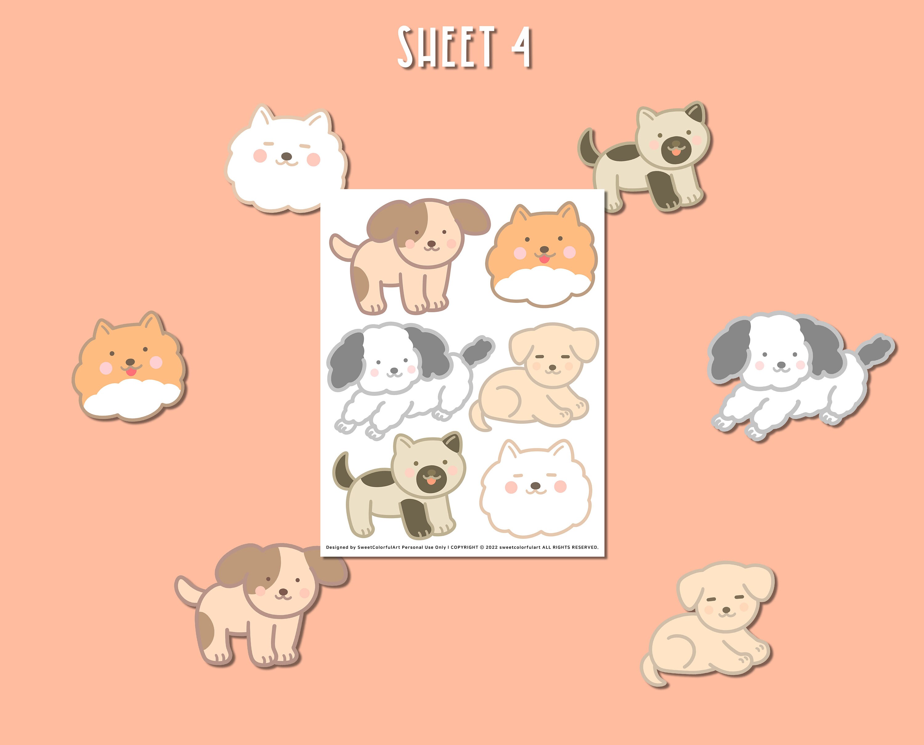 24 Cute Dog Digital Sticker Pack Cute Puppy Printable - Etsy
