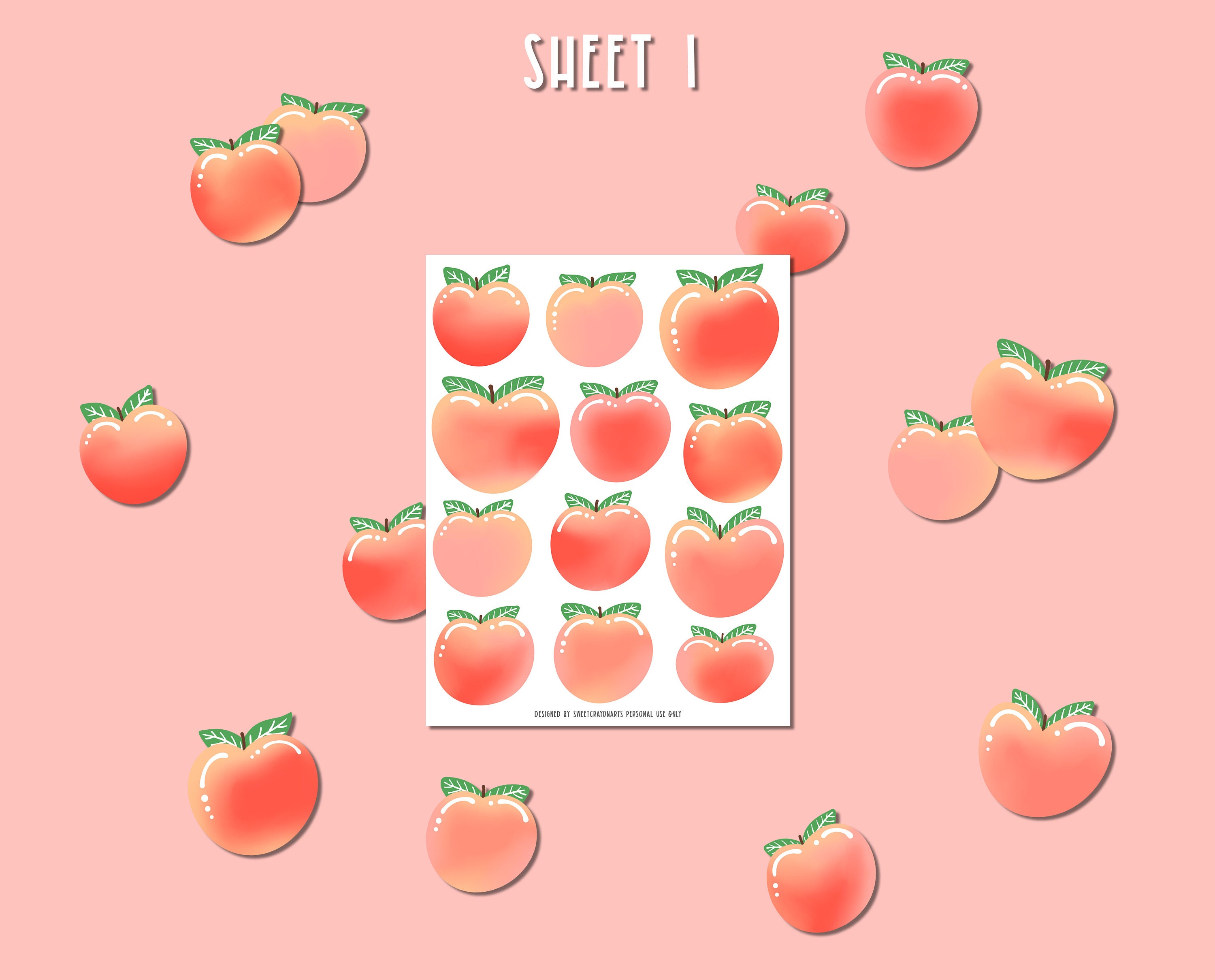 30 Cute Peach Digital Sticker Pack, Printable Stickers, Goodnotes ...
