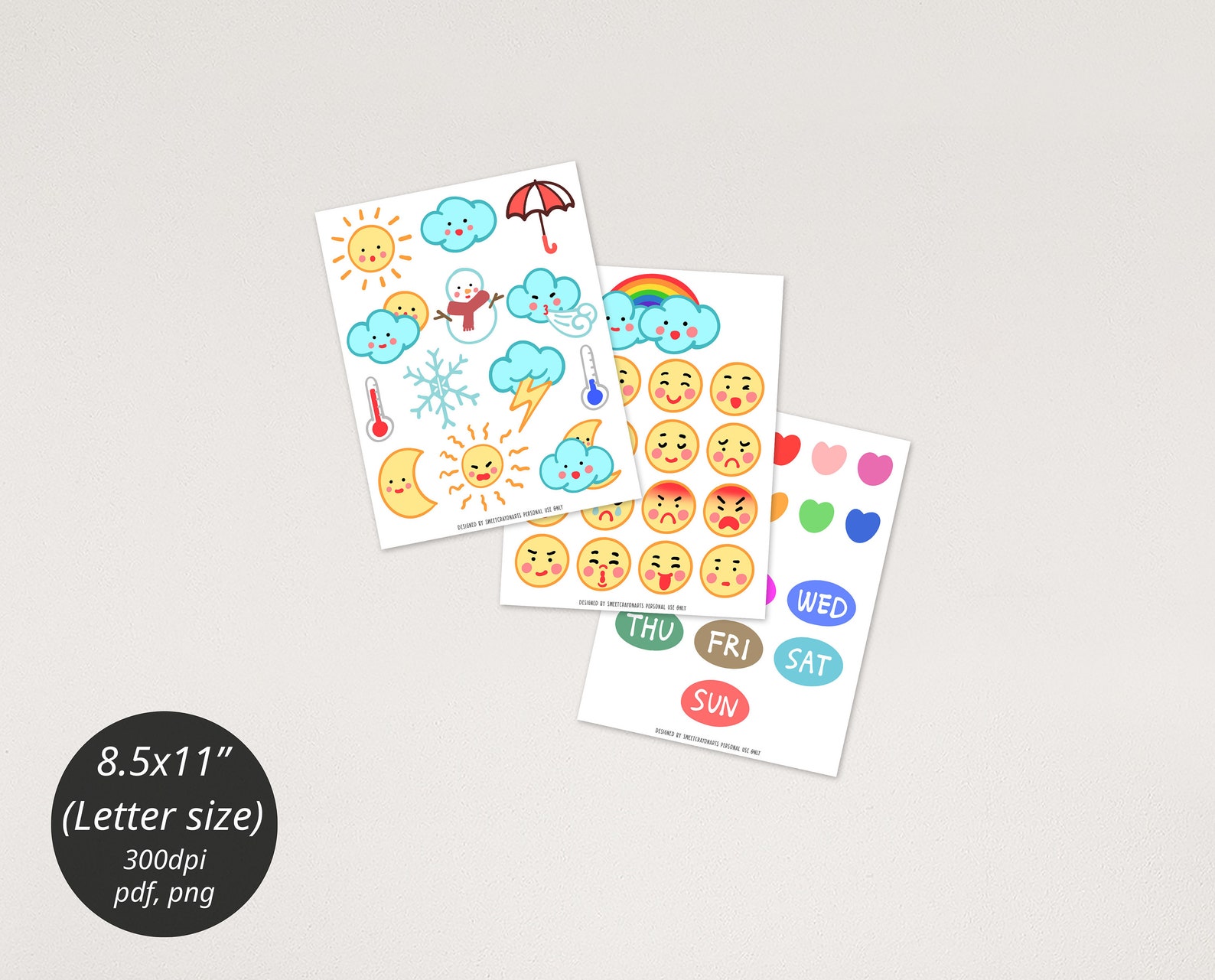 47 Cute Planner Digital Sticker Pack Weather Sticker | Etsy