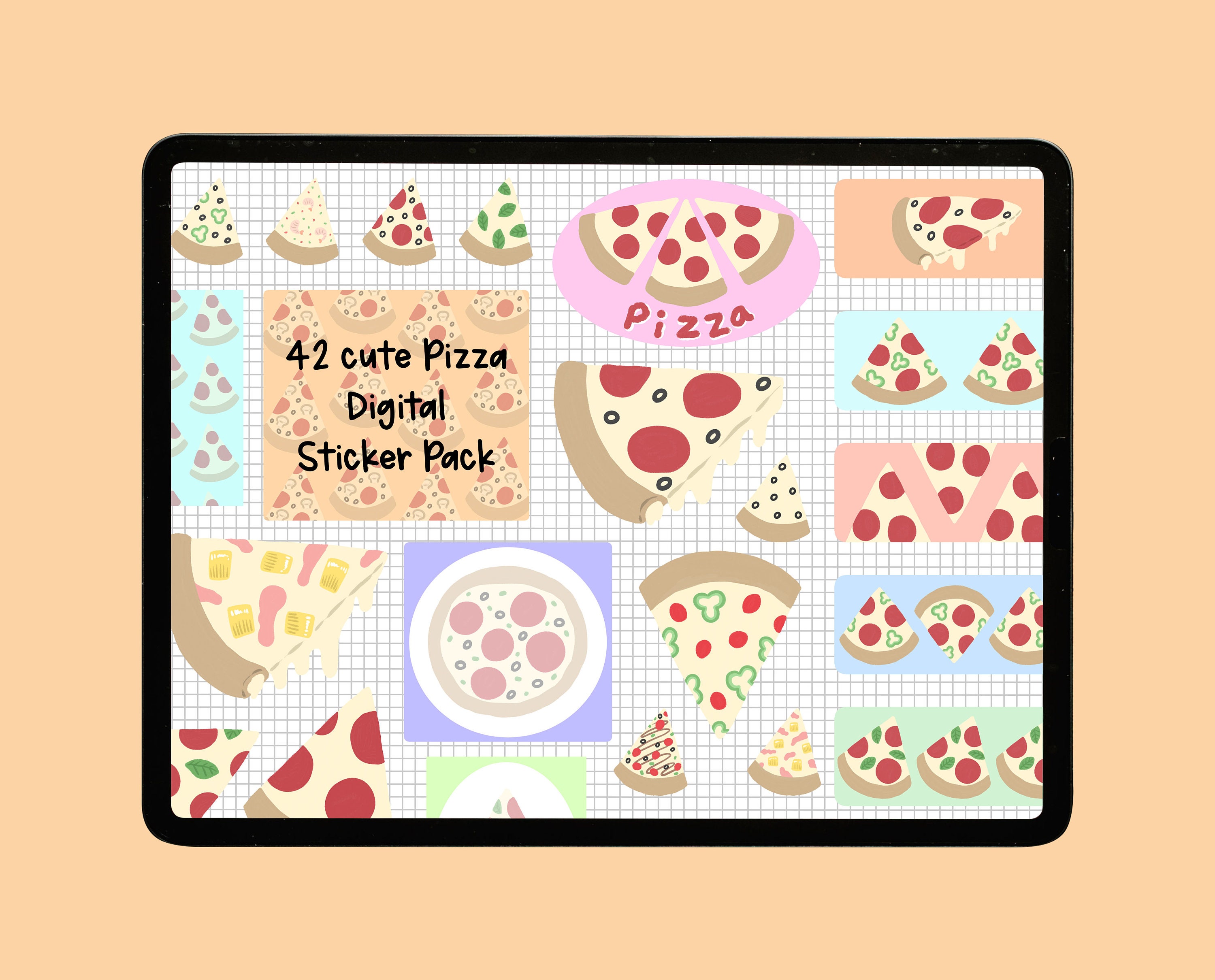 42 Cute Pizza Digital Sticker Pack, Pizza Printable Stickers, Goodnotes ...