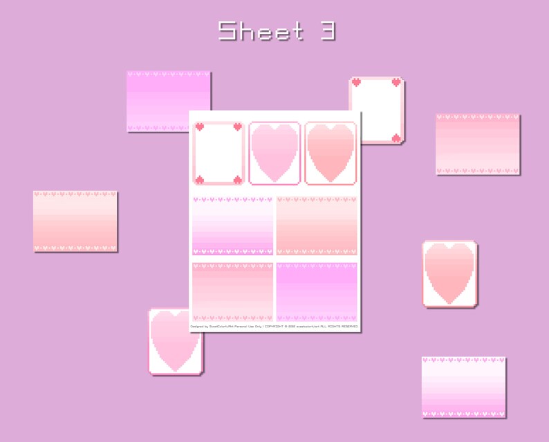 61 Pink Pixel Art Digital Sticker Pack Cute Pixel Art Sticker - Etsy