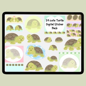 39 Cute Turtle Digital Sticker Pack, Cute Turtle Printable Stickers ...