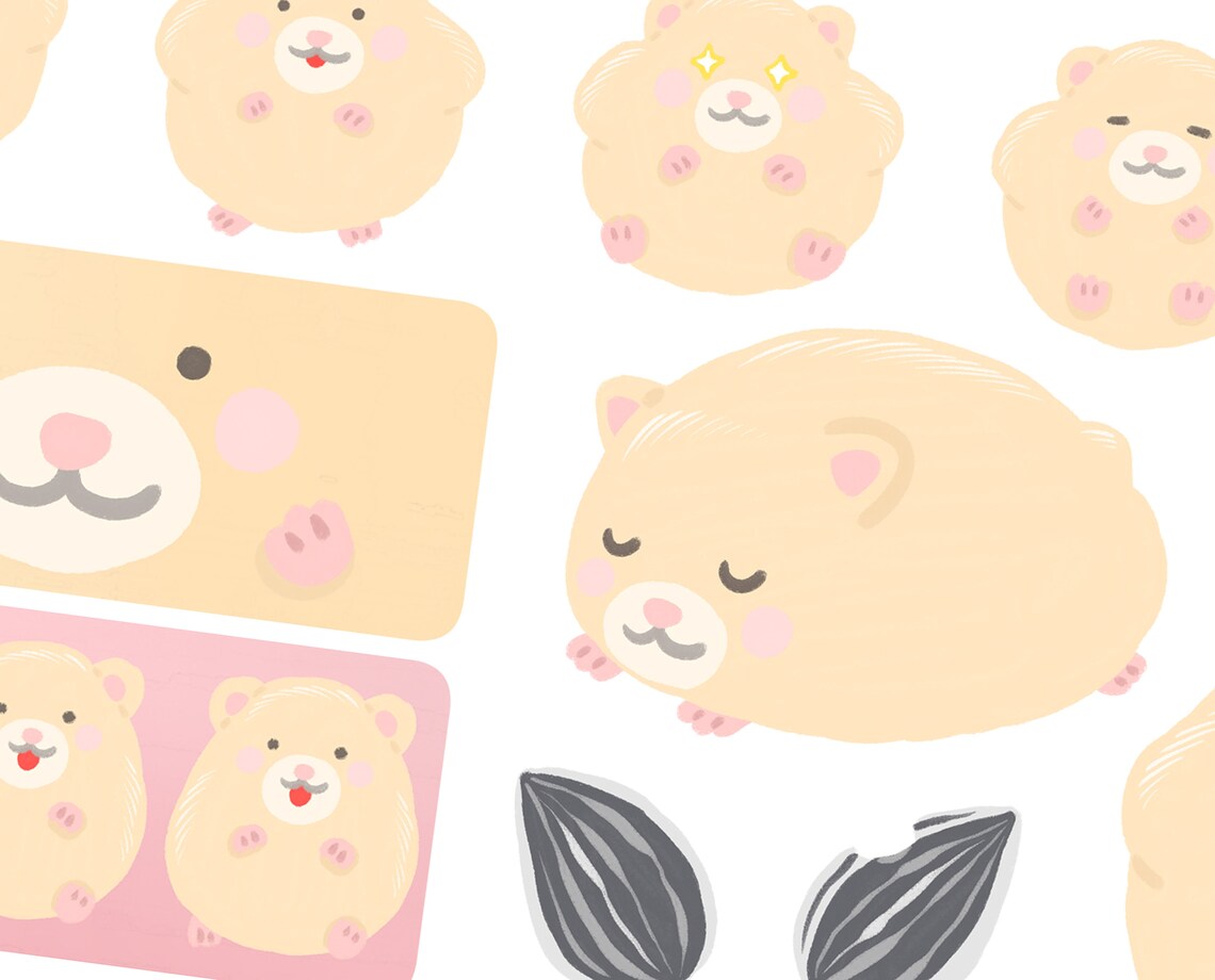 39 Cute Hamster Digital Sticker Pack Beige Hamster Printable - Etsy