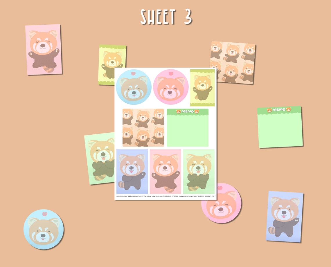 36 Cute Red Panda Digital Sticker Pack Red Panda Printable - Etsy