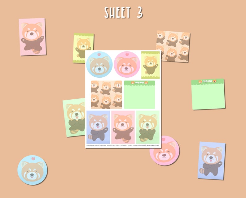 36 Cute Red Panda Digital Sticker Pack Red Panda Printable - Etsy