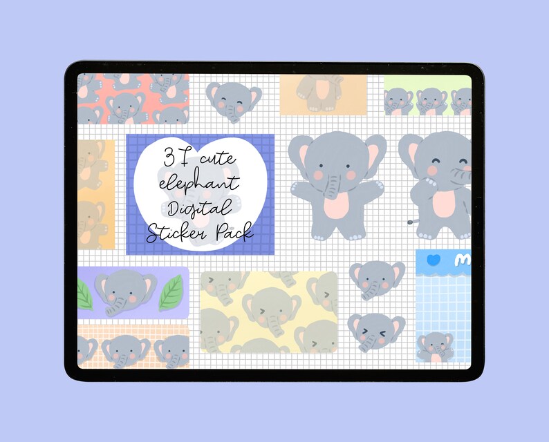 37 Cute Elephant Digital Sticker Pack Baby Elephant Printable - Etsy
