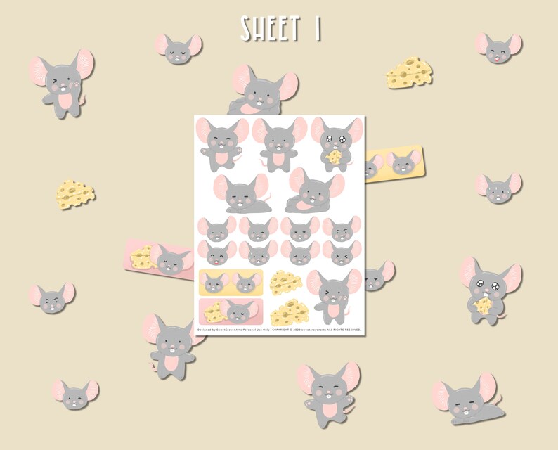 Mouse and Cheese Sticker Pack: Cute Digital Stickers for Goodnotes ...