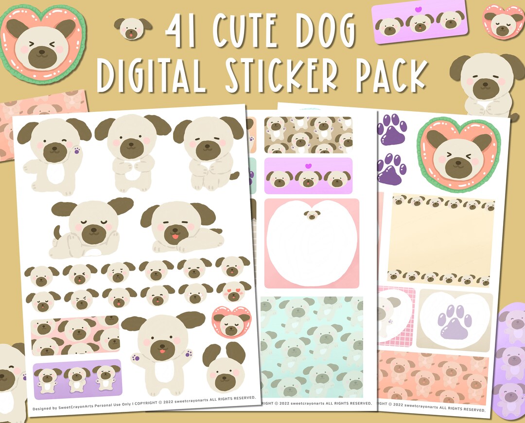 Dog Lover's Sticker Pack: Goodnotes, Planner, Printable, PNG, iPad ...