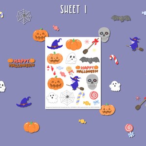 57 Cute Halloween Digital Sticker Pack, Pumpkin Halloween Printable ...