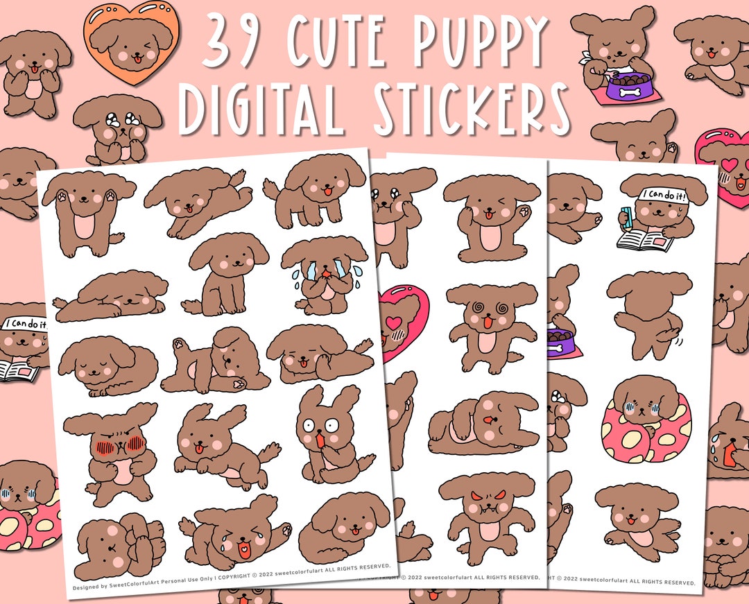 Puppy Love: Goodnotes, Printable, and Digital Sticker Pack - Etsy