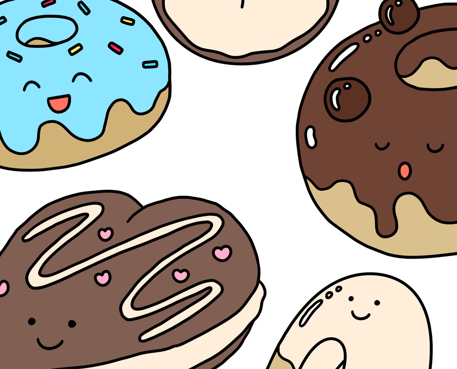 36 Cute Donut Digital Stickers, Cute Doughnut Printable Stickers, Cute ...