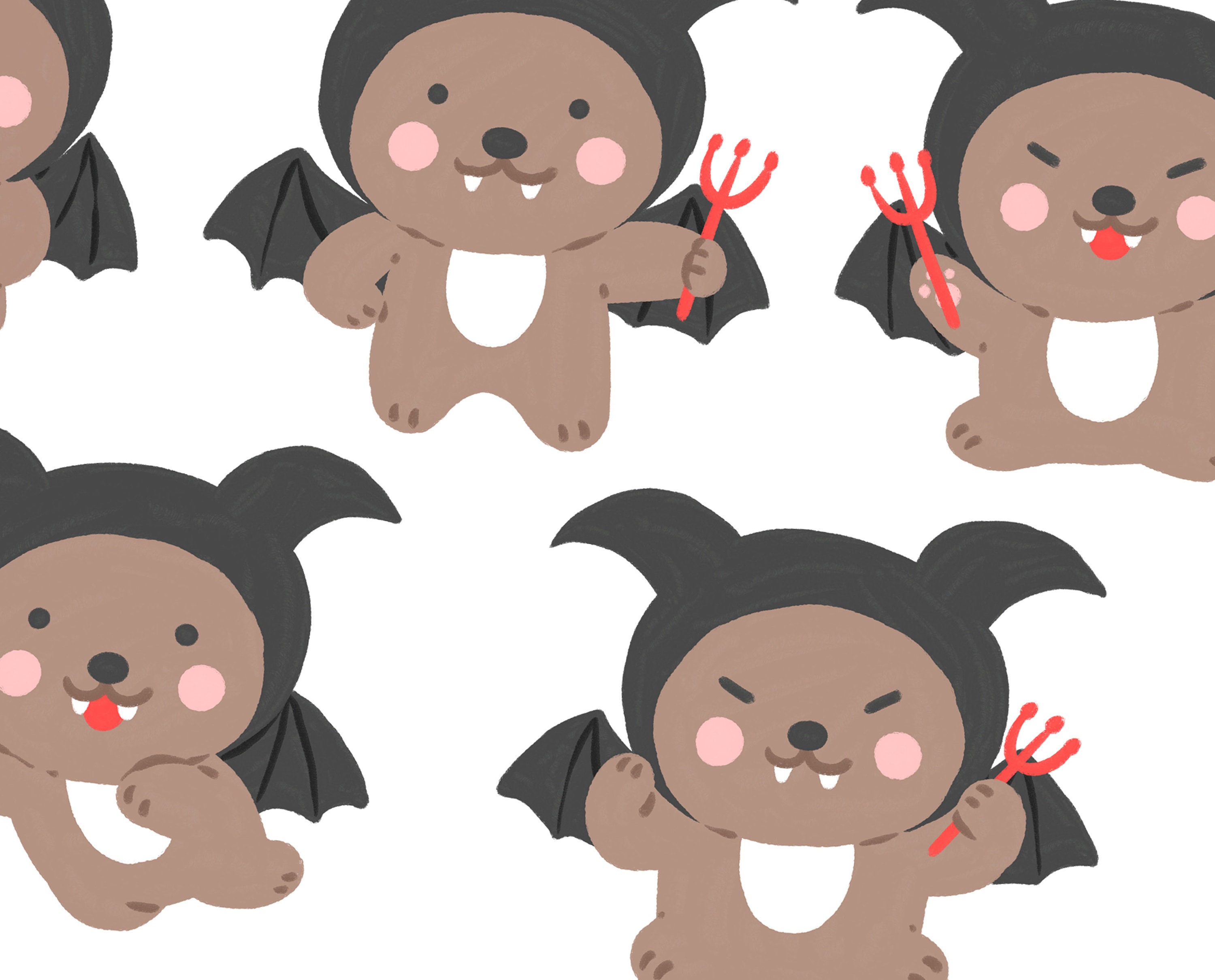 Devil Bear Stickers: Goodnotes, Printable, Png, Stickers for Ipad, Cute ...
