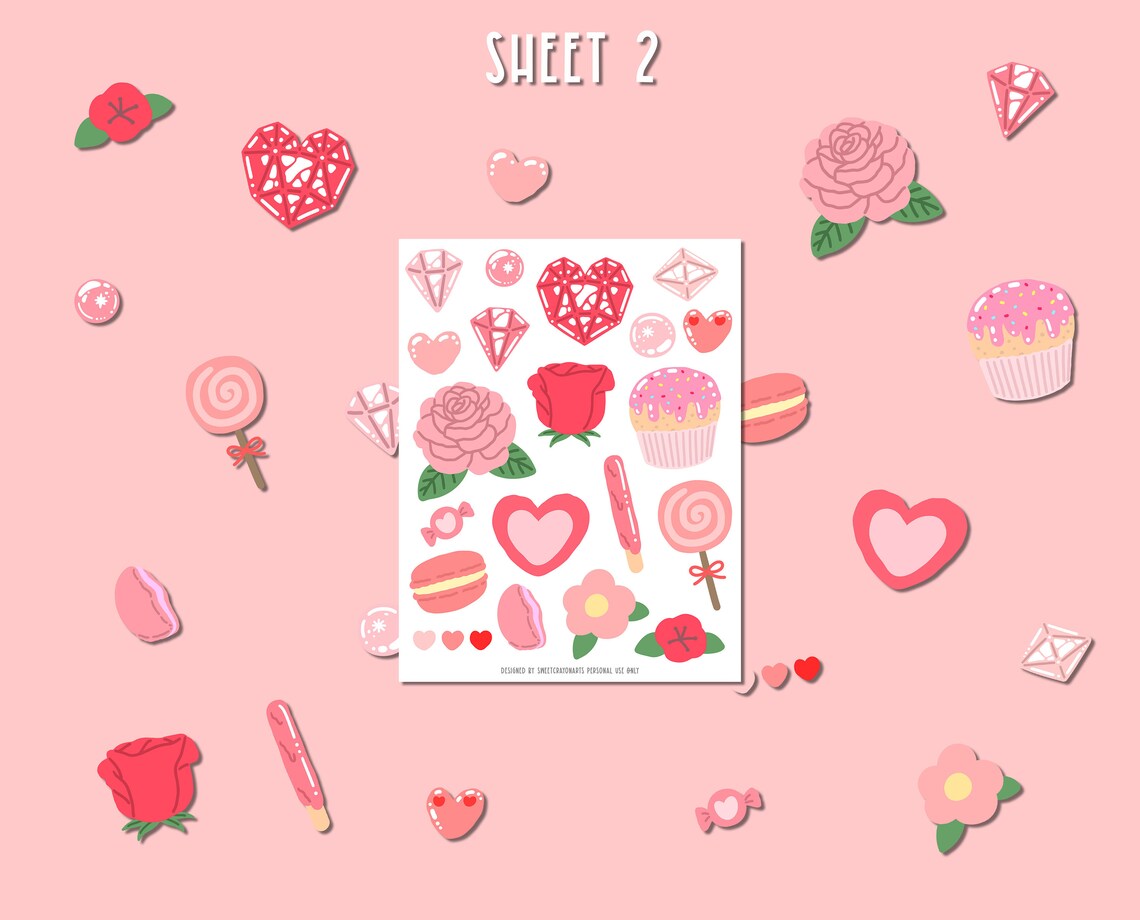 56 Cute Pink Digital Sticker Pack, Goodnotes Stickers, Printable ...