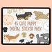 45 Cute Puppy Digital Sticker Pack, Dog Printable Stickers, Cute ...