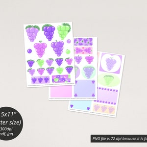 40 Cute Grape Digital Sticker Pack Cute Food Printable - Etsy