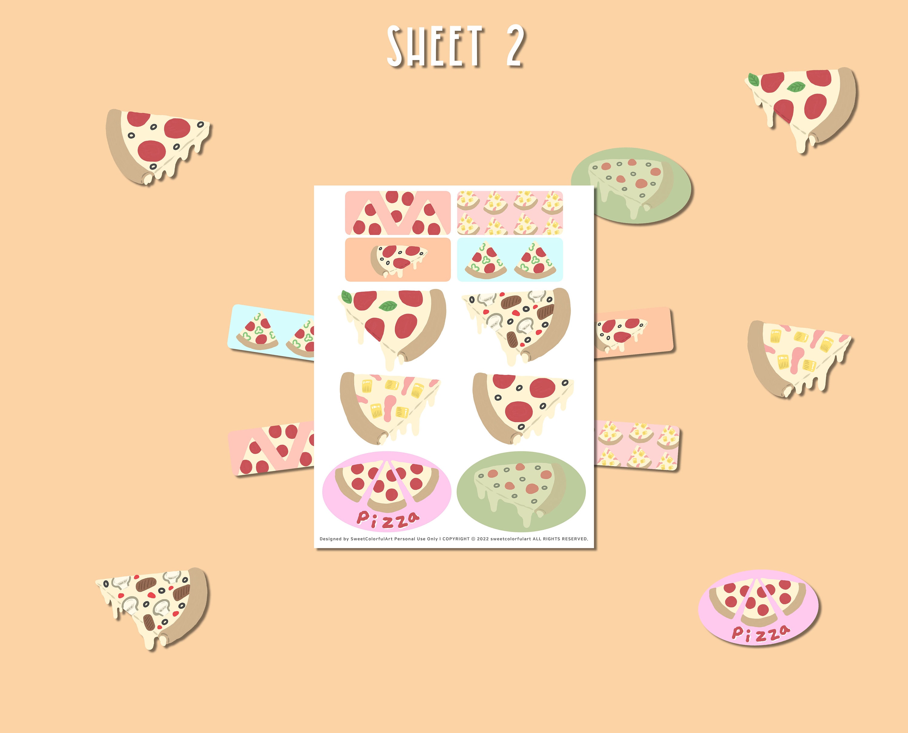 42 Cute Pizza Digital Sticker Pack, Pizza Printable Stickers, Goodnotes ...