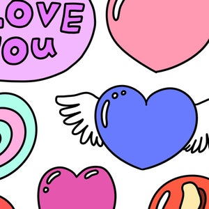 53 Cute Heart Digital Stickers, Heart Shape Printable Stickers ...