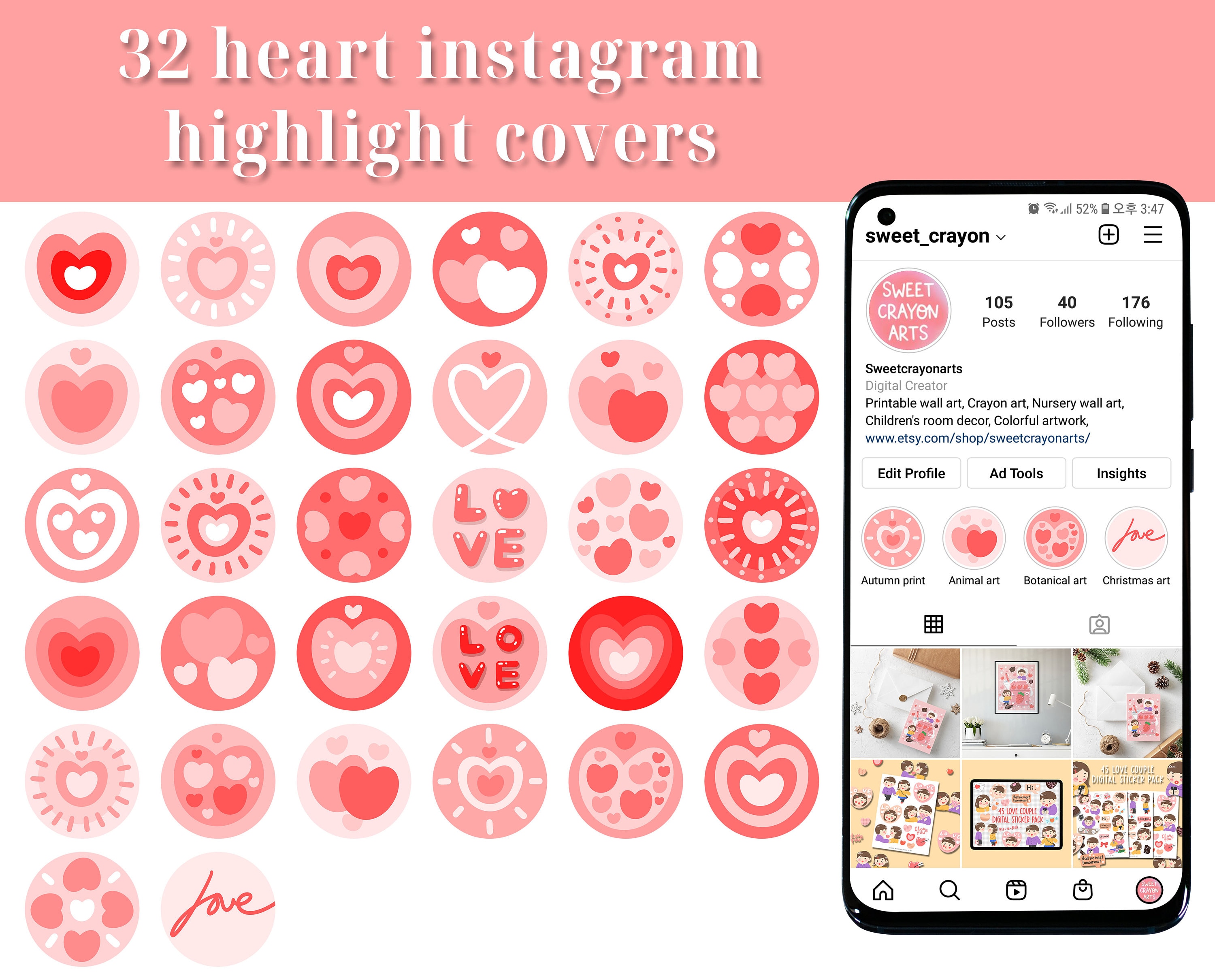 32 Love Heart Instagram Highlight Covers, Valentines Day Cover, Heart ...