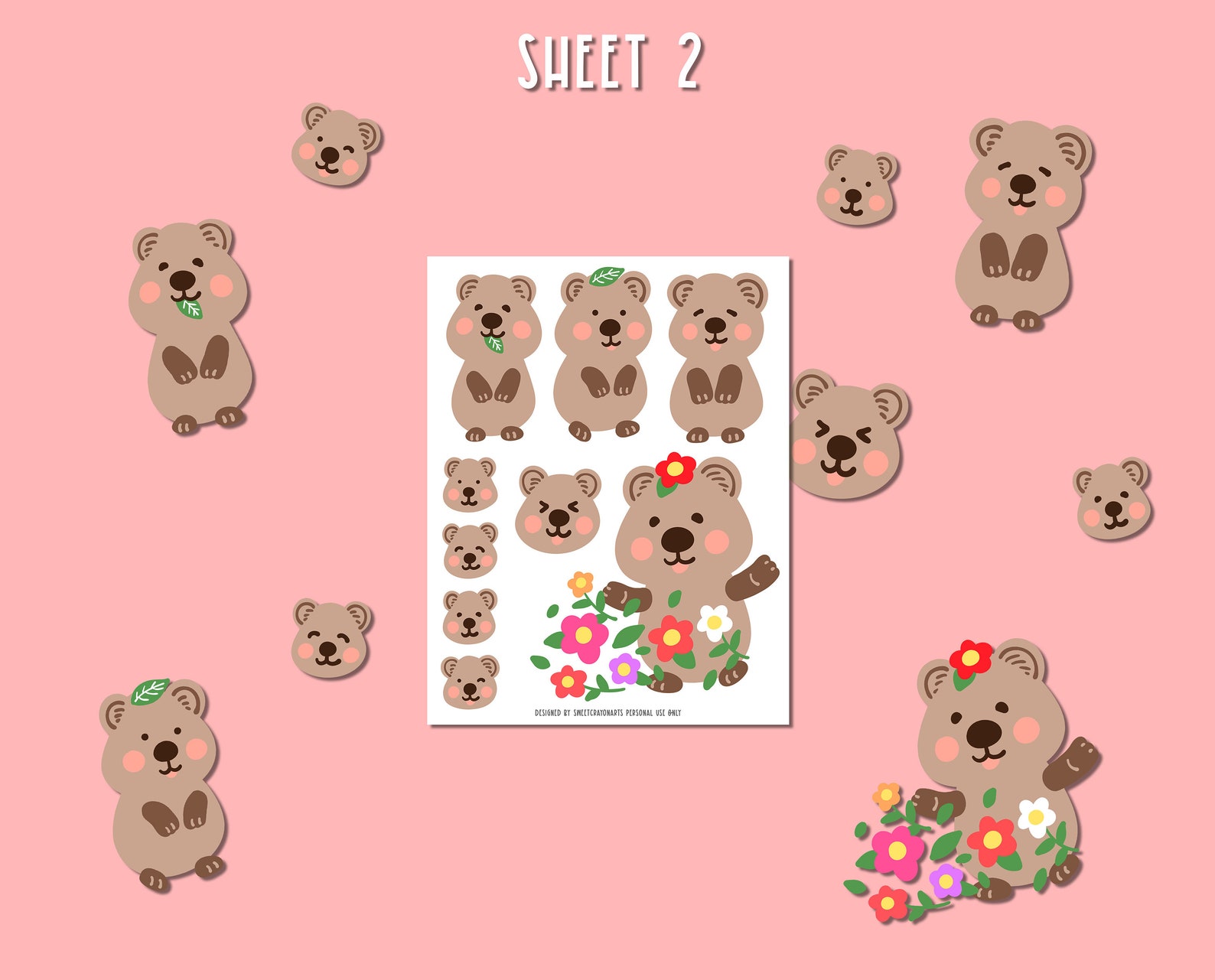 30 Cute Quokka Digital Sticker Pack Printable Stickers - Etsy