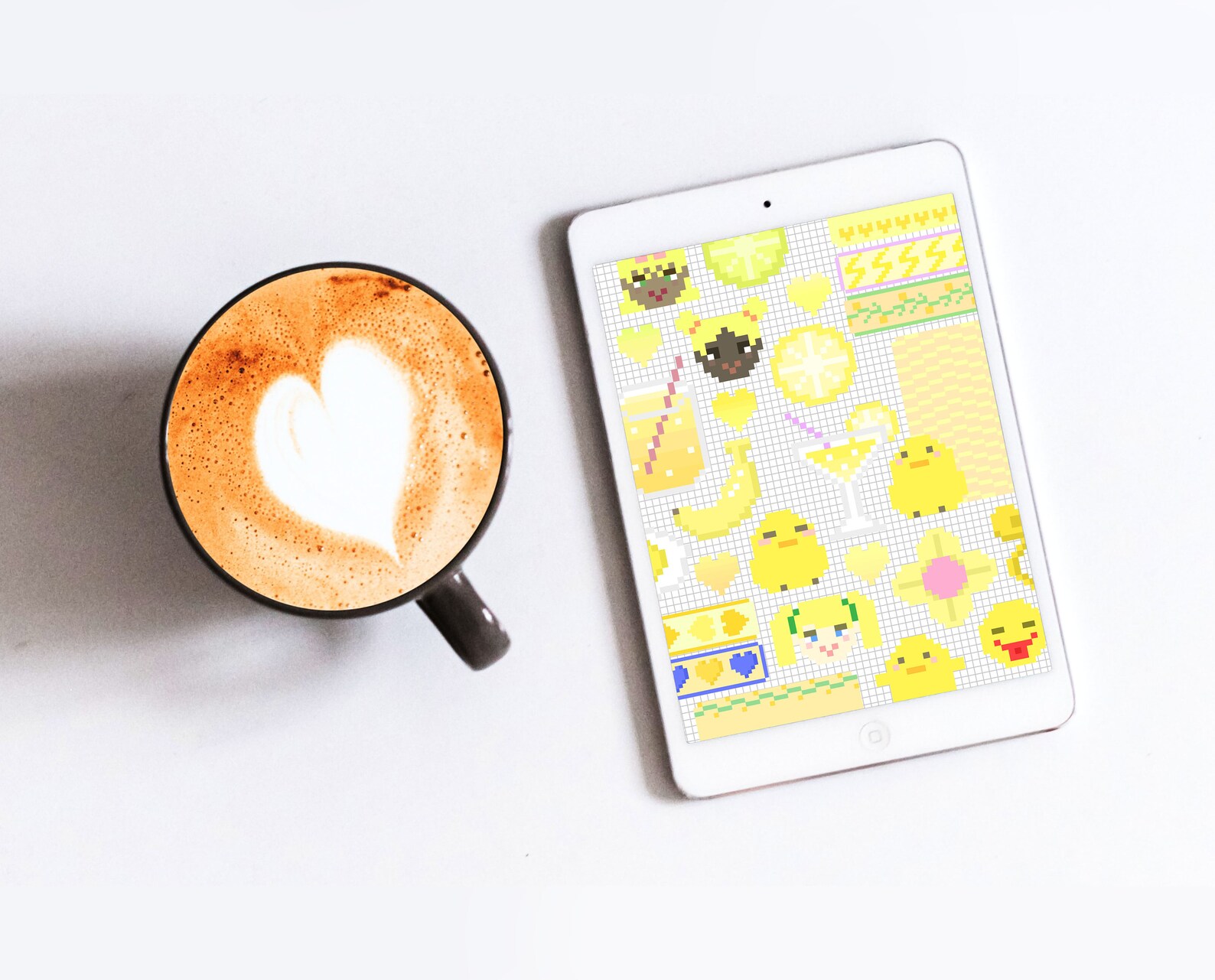 60 Yellow Pixel Art Digital Sticker Pack Cute Pixel Art - Etsy