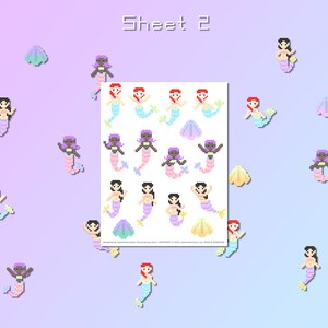 54 Mermaid Pixel Art Digital Sticker Pack Printable Stickers - Etsy