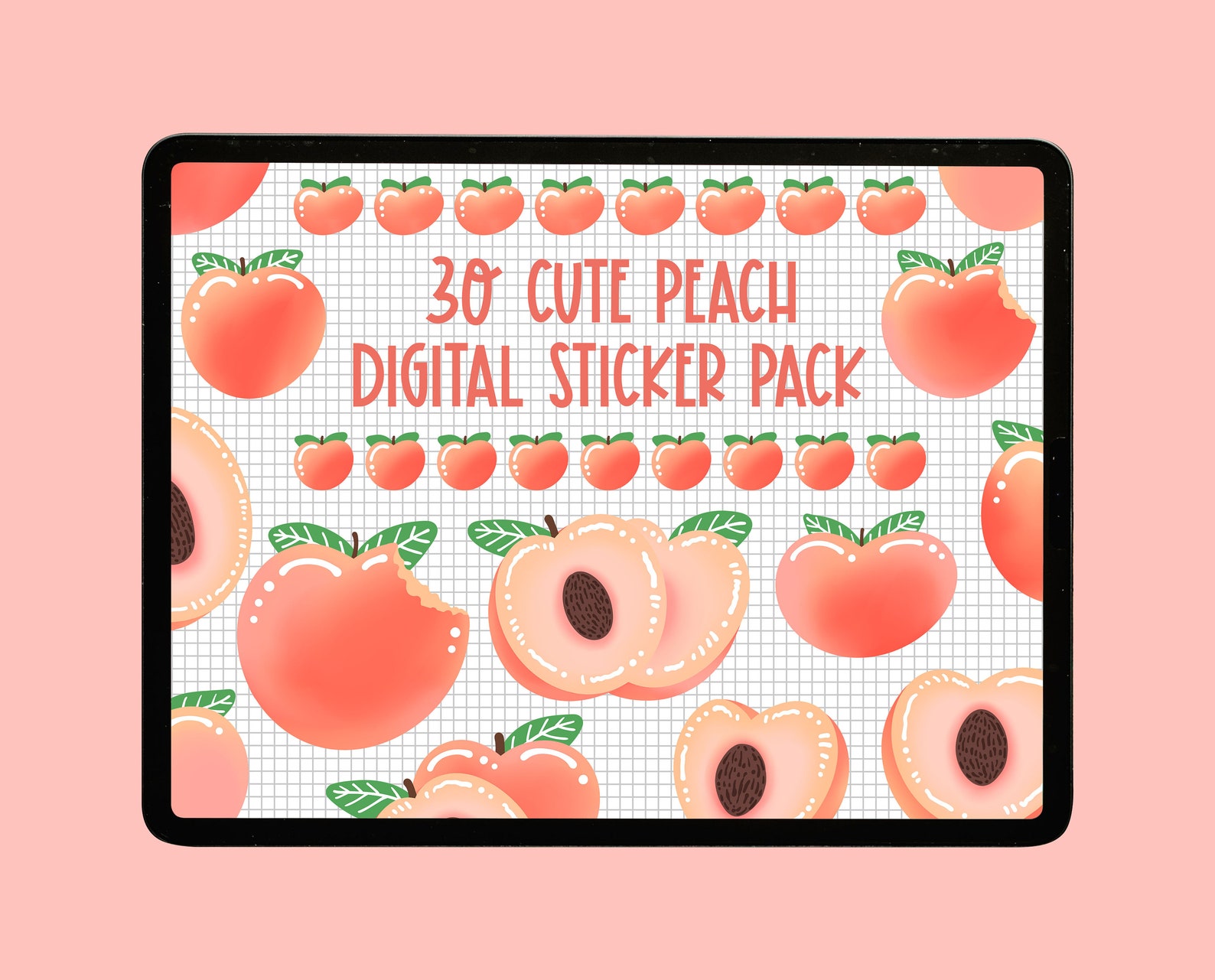 30 Cute Peach Digital Sticker Pack, Printable Stickers, Goodnotes ...