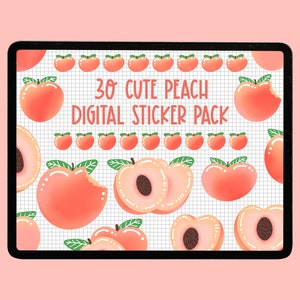 30 Cute Peach Digital Sticker Pack, Printable Stickers, Goodnotes ...