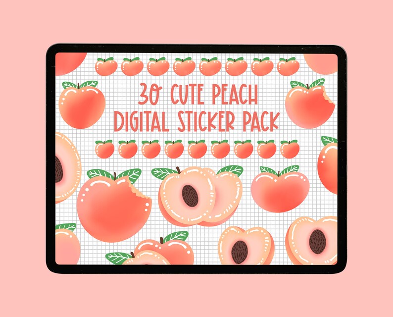 30 Cute Peach Digital Sticker Pack, Printable Stickers, Goodnotes ...